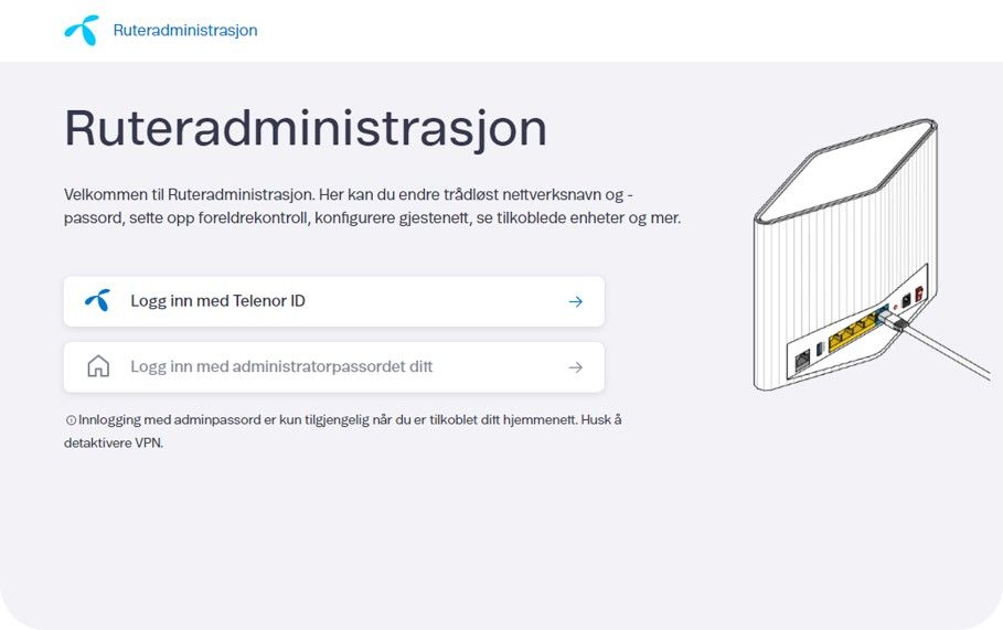 Mitt WiFi - Ruteradministrasjon - din trådløse ruter | Telenor