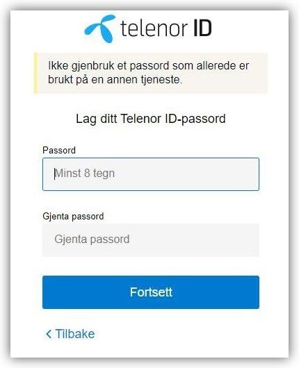 Telenor ID - Registrere bruker